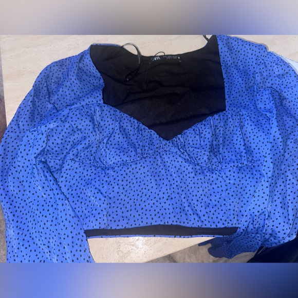 Zara | Tops | Zara Black And Blue Top | Poshmark